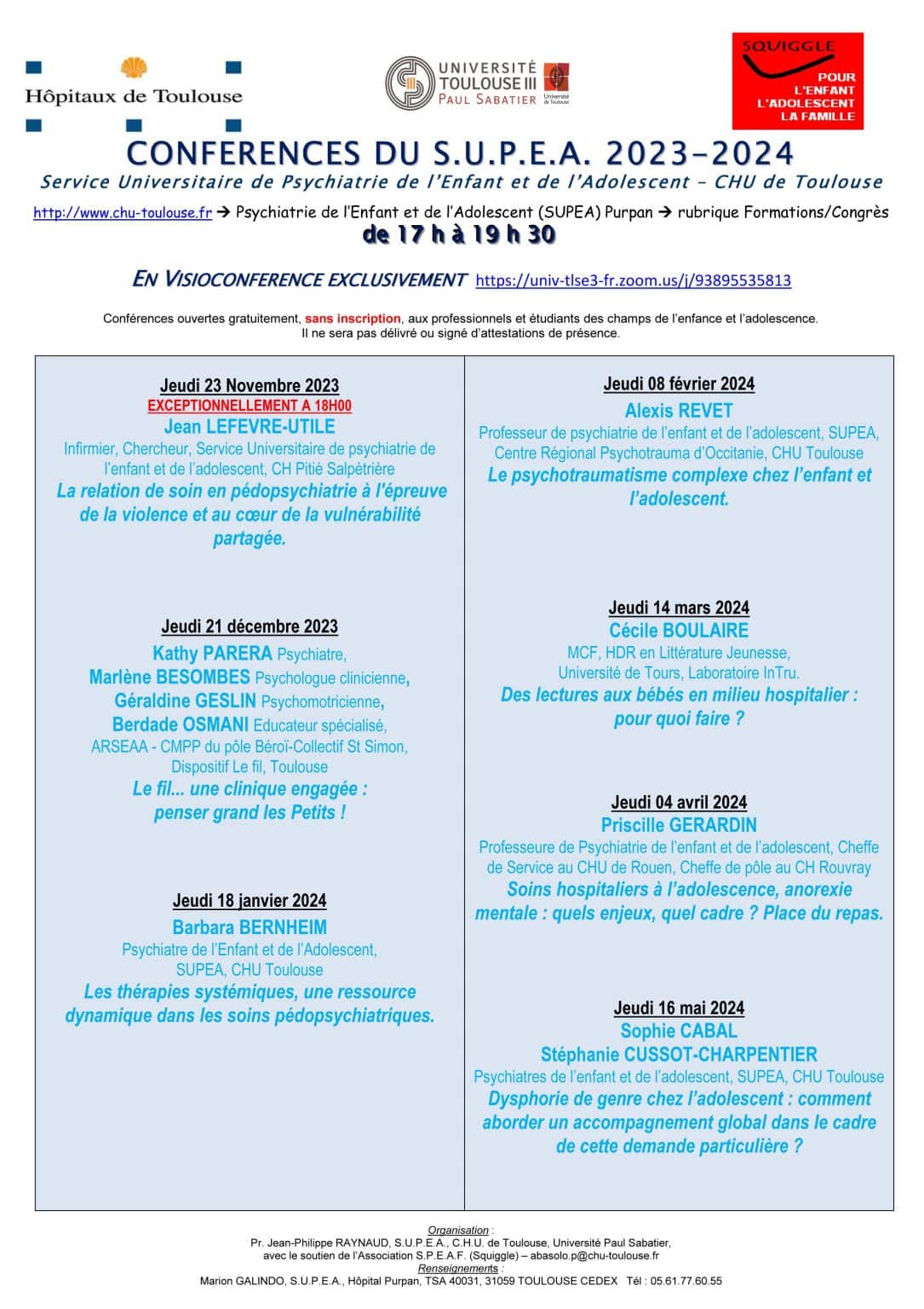 Conférences du SUPEA de Toulouse 2023 - 2024 - Parcours Ados 81